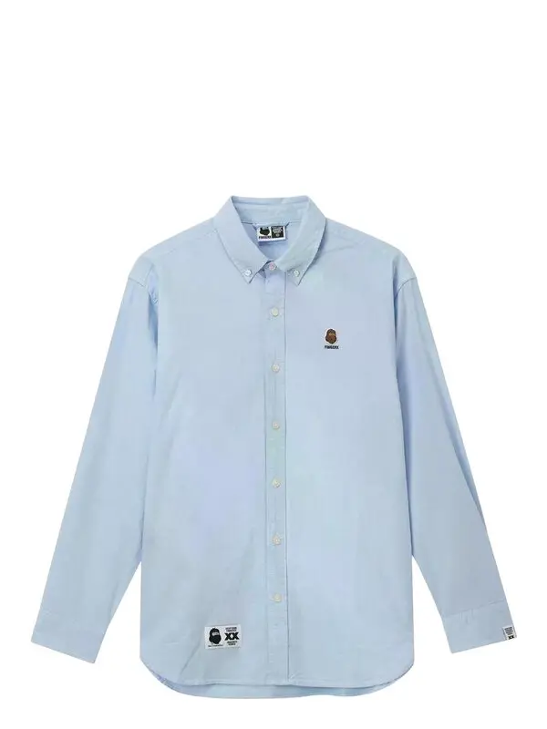 FINGERCROXX Logo-patch Cotton Shirt - Blue