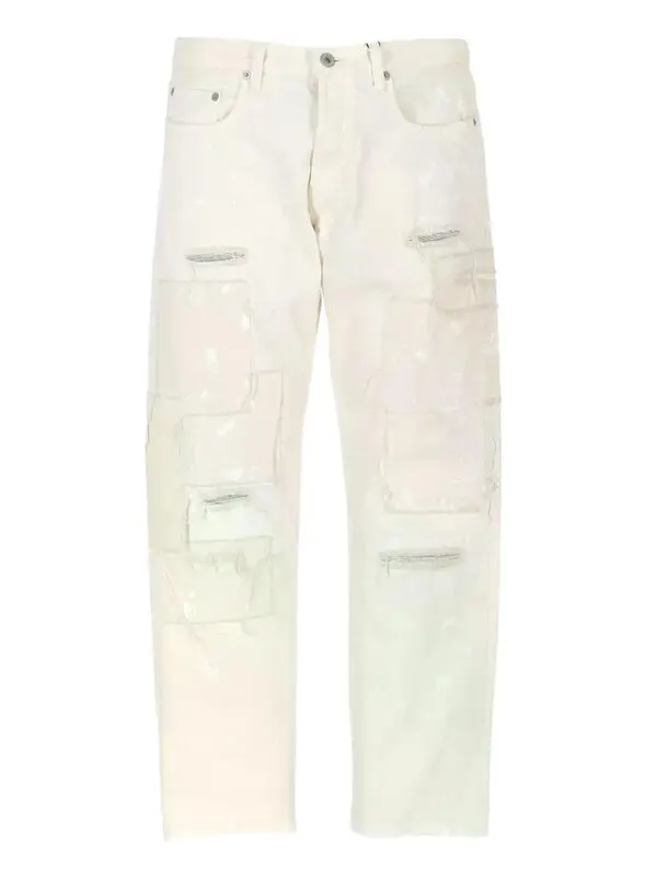 Junya Watanabe Patchwork Frayed Jeans - White
