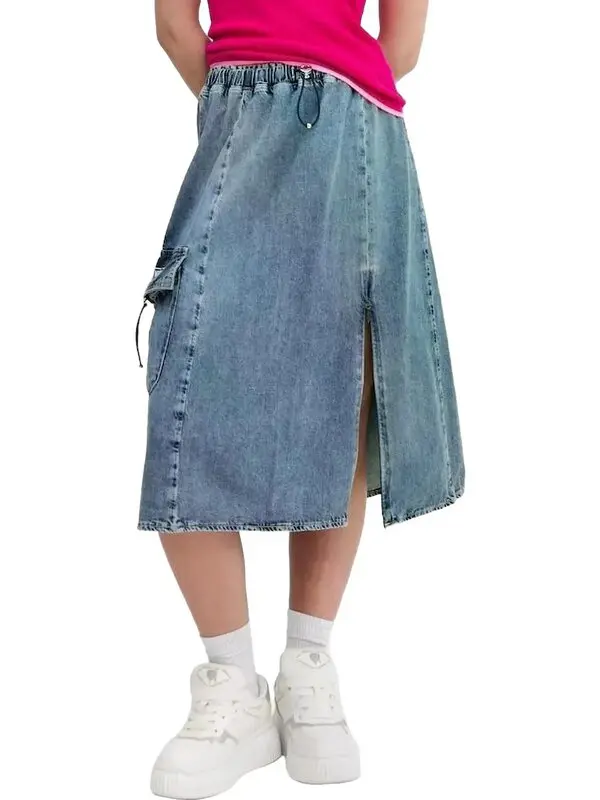 Moschino Drawstring Denim Midi Skirt - Blue