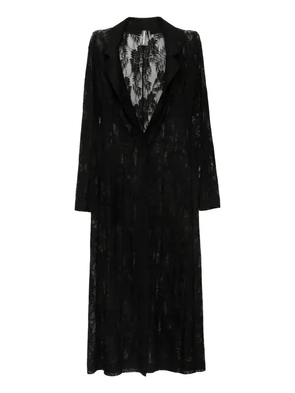 Norma Kamali Single Breasted Floral-lace Coat - Black