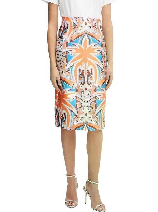 SILVIAN HEACH Abstract-print Midi Skirt - Orange