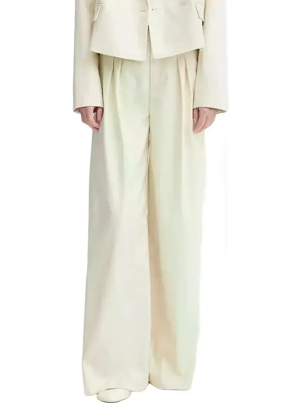 GESTUZ Pleated Wide-leg Trousers - Neutrals