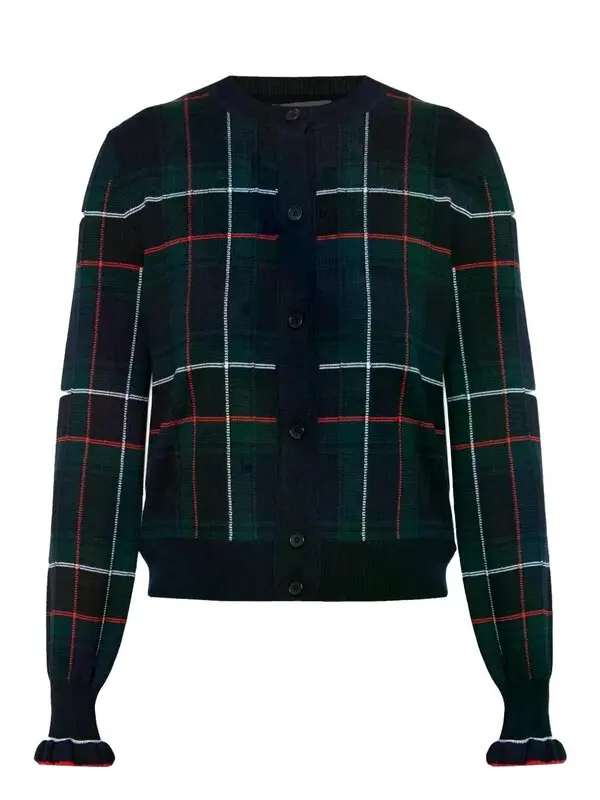 Alexander McQueen Plaid Ruffled-cuff Cardigan - Green