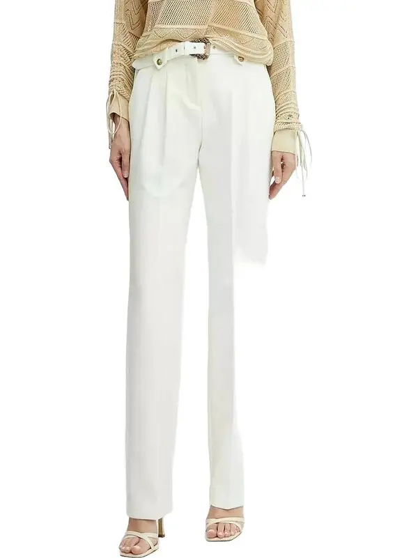 Versace Belted Pleated Trousers - White