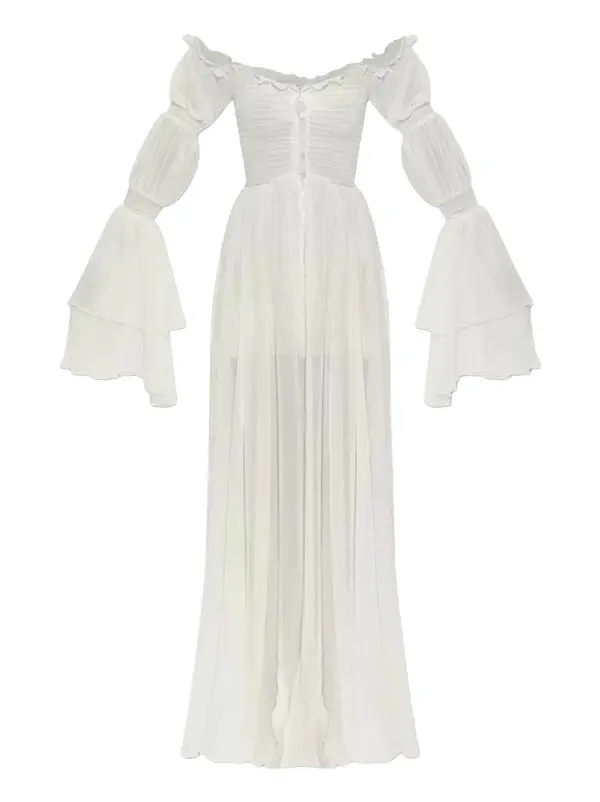 Blumarine Ruffled Smocked Dress - White