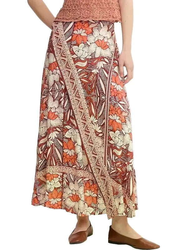 HOSS INTROPIA Raina Floral-print Wrap Skirt - Brown
