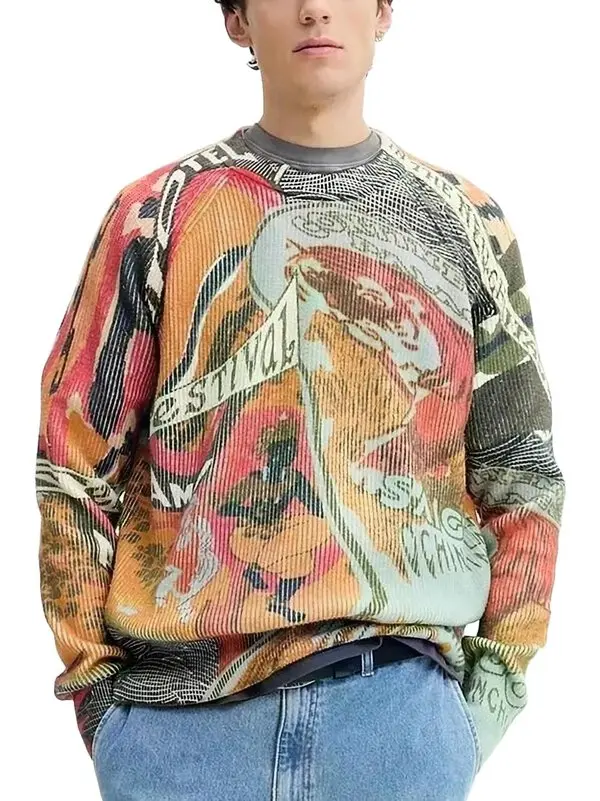 Desigual Ribbed-knit Graphic Print Sweater - Orange