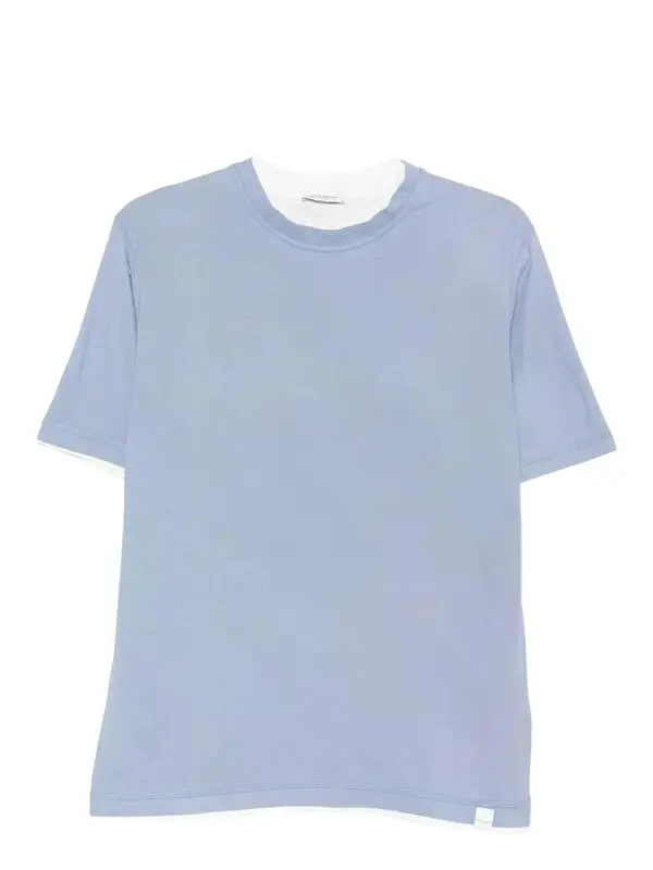 PAOLO PECORA Double-layered Cotton T-shirt - Blue