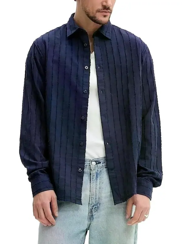 Desigual Textured Striped Shirt - Blue