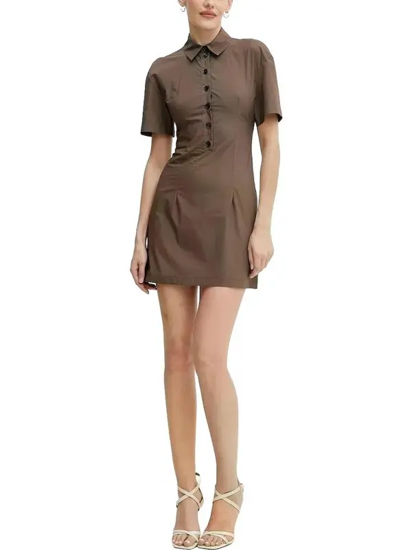 Patrizia Pepe Button-front Open-back Mini Dress - Brown
