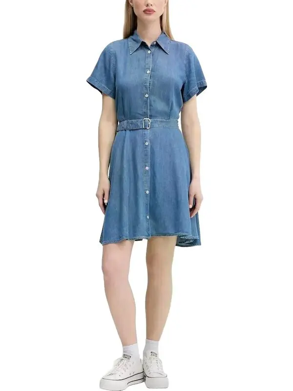 Hugo Boss Belted Denim Shirt Dress - Blue