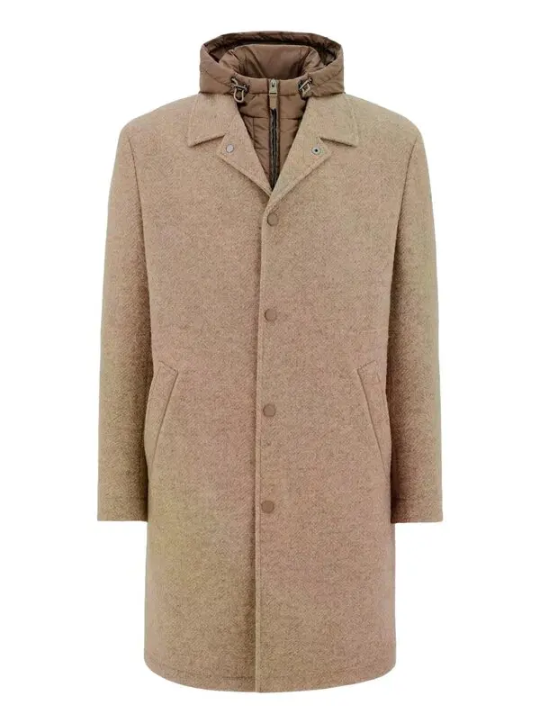 Canali Single-breasted Hooded Coat - Neutrals
