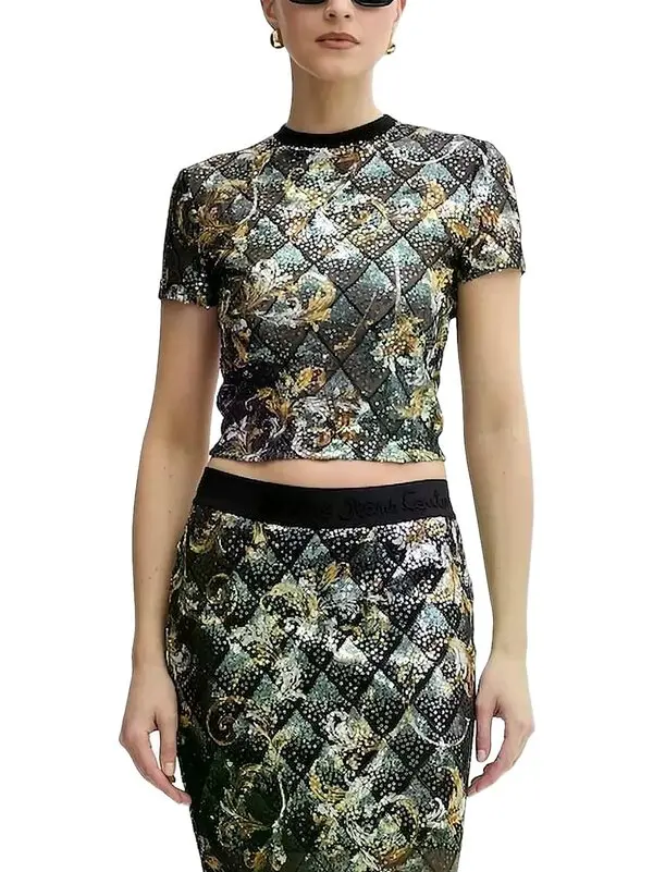 Versace Sequin-embellished Baroque Top - Black