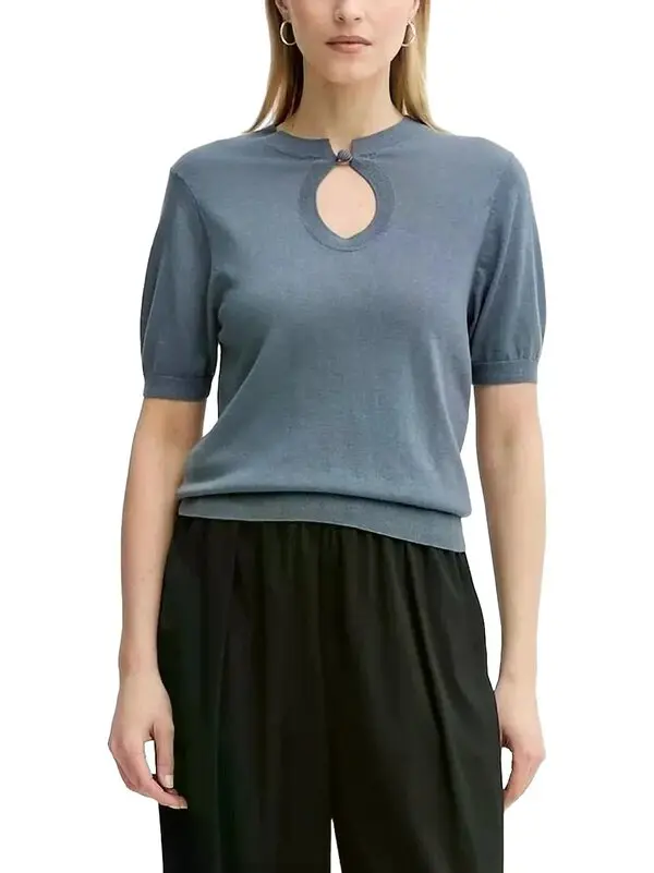 BY MALENE BIRGER Short-sleeve Keyhole Sweater - Grey