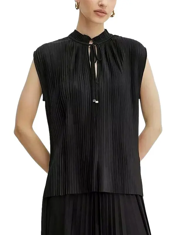BOSS Tie-neck Pleated Blouse - Black