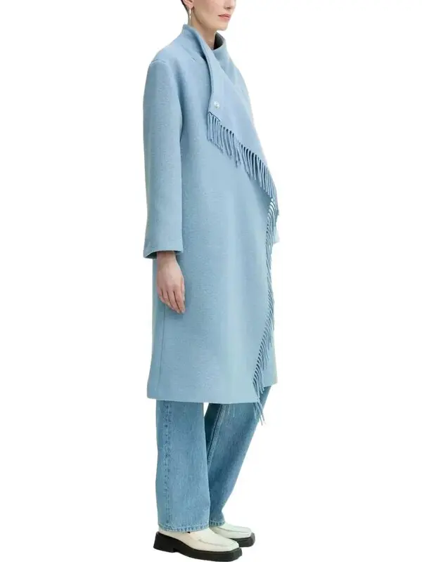 IRO PARIS Asymmetric Fringed Coat - Blue