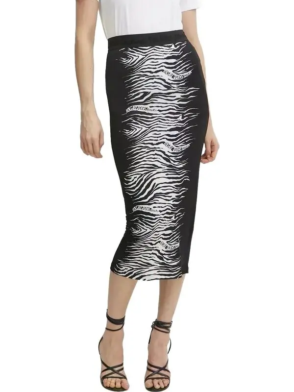 Versace Zebra-print Midi Skirt - Black