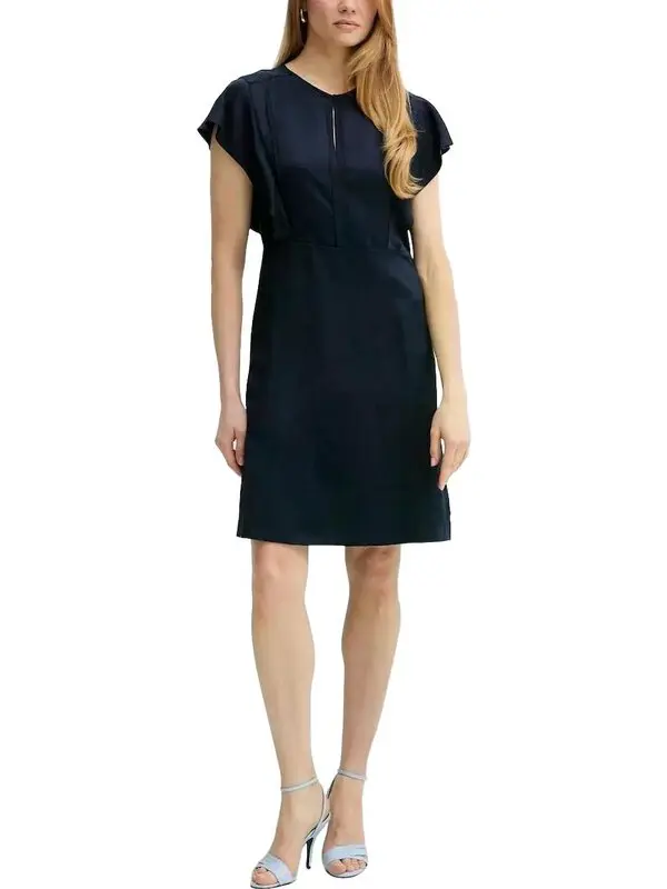 Hugo Boss Flutter-sleeve Keyhole Midi Dress - Blue