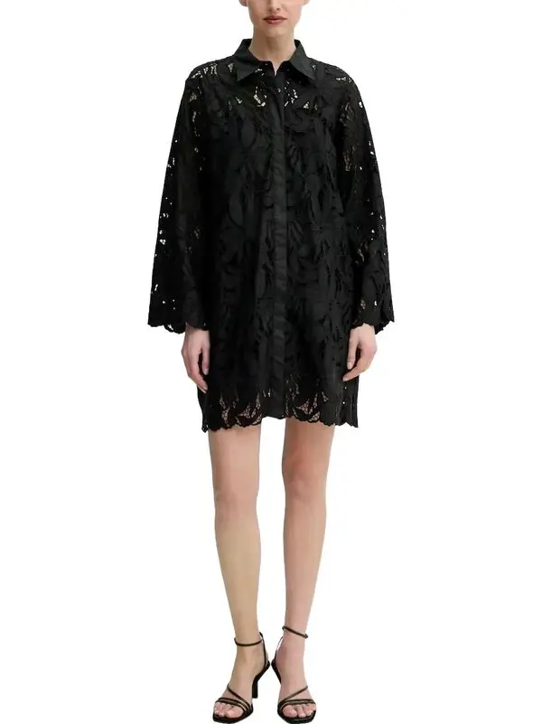 ISABELLE BLANCHE Floral-lace Shirt Dress - Black