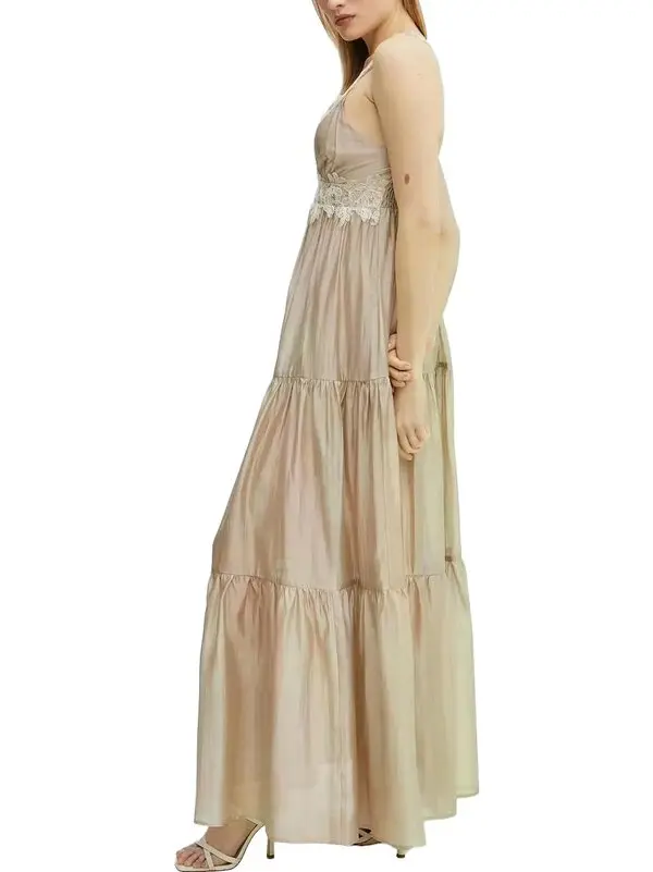 ERMANNO FIRENZE Lace-trimmed Tiered Maxi Dress - Neutrals