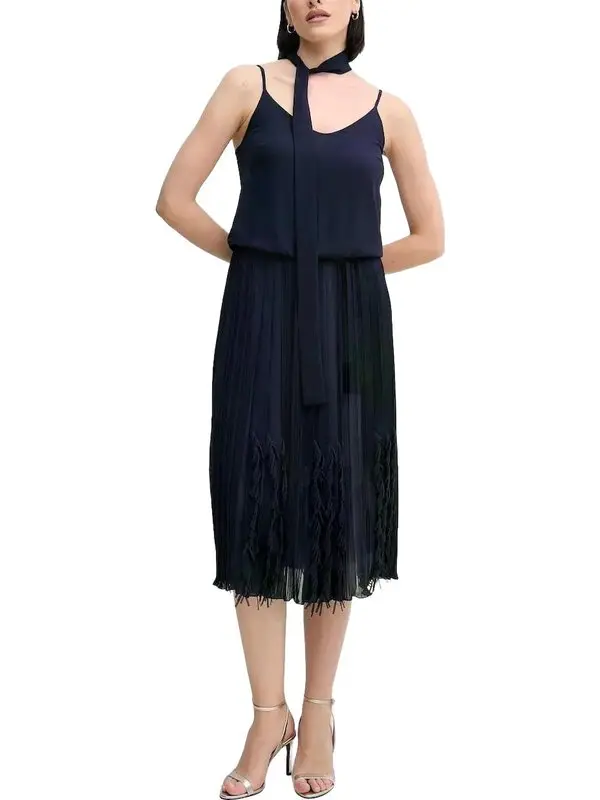 SANDRO FERRONE Ruffle-hem Midi Dress - Blue