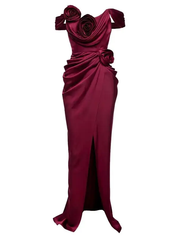 ANA RADU Rose-embellished Maxi Dress - Red