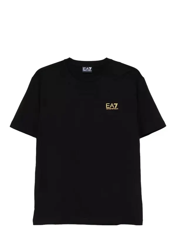 EA7 Logo-print Cotton T-shirt - Black