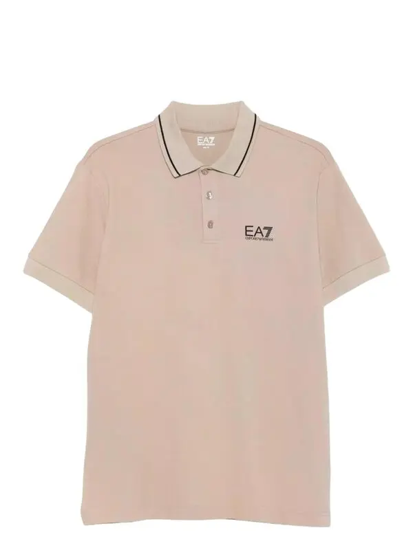 Emporio Armani Logo-print Point-collar Polo Shirt - Neutrals