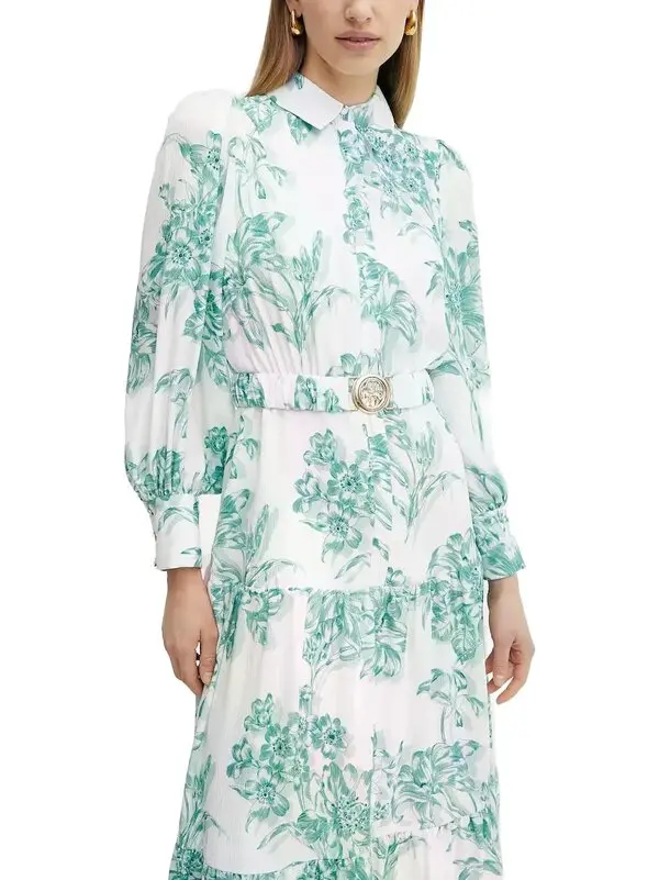Guess Floral-print Belted Midi Dress - White