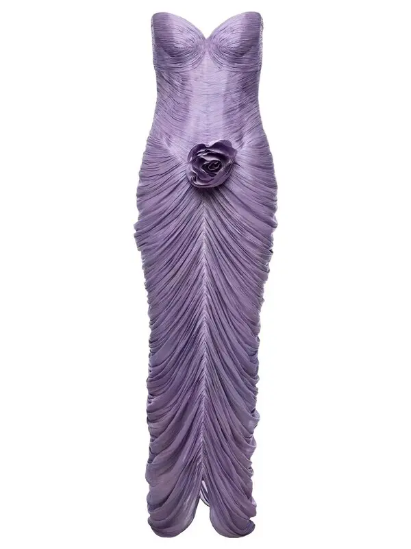 ANA RADU Rose-embellished Maxi Dress - Purple
