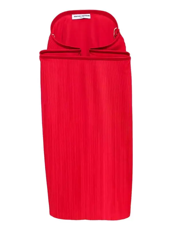 DURAN LANTINK Pleated Midi Skirt - Red