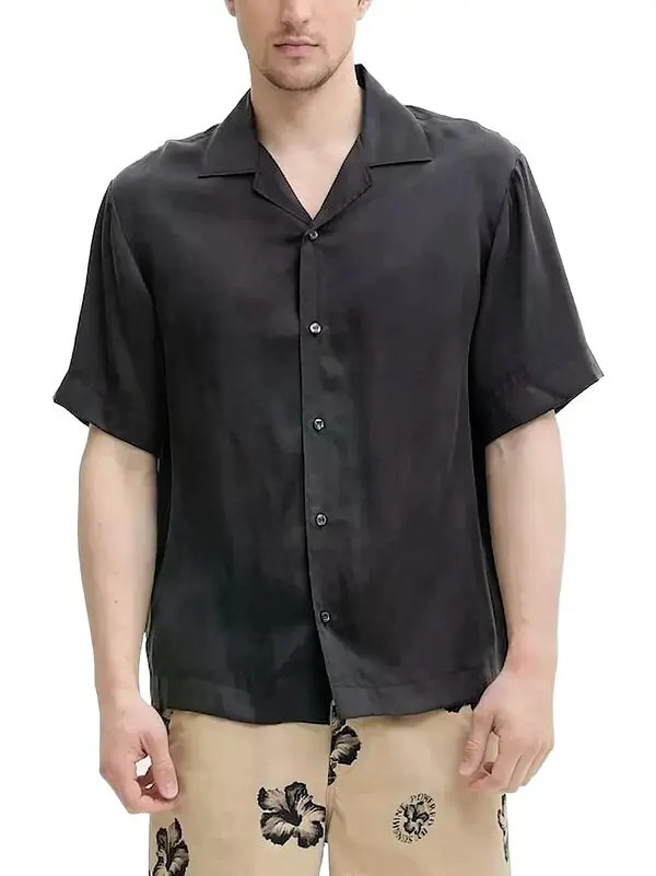 Hugo Revere-collar Short-sleeve Shirt - Black
