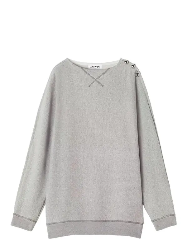 LANVIN Button Detailed Boat-neck Sweater - Grey