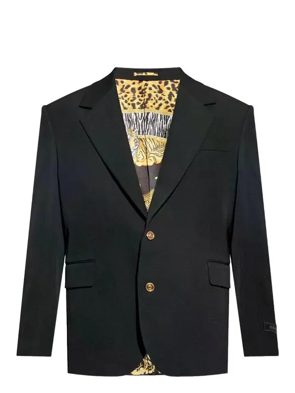 Versace Gold-button Wool Blazer - Black