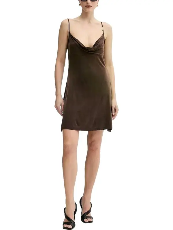 Versace Cowl-neck Mini Dress - Brown