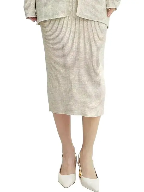 BOSS Ribbed Midi Skirt - Neutrals