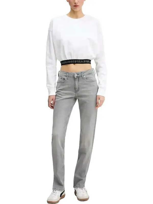 Karl Lagerfeld Waistband Cropped Sweatshirt - White