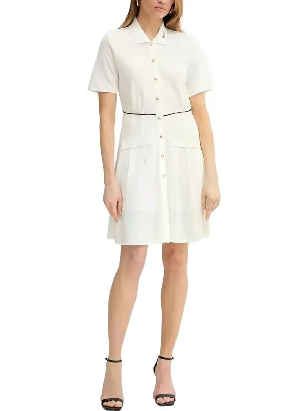 Liu Jo Collar-detail Button-up Mini Dress - Neutrals