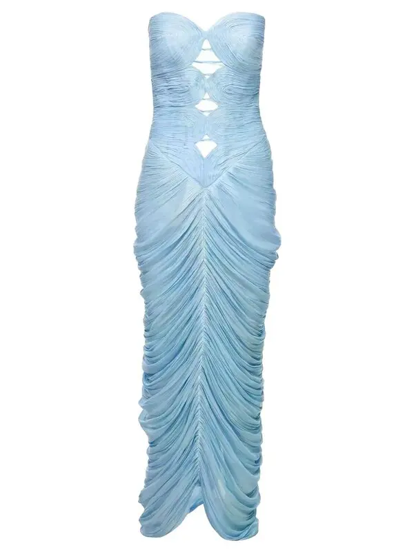ANA RADU Cut-out Draped Midi Dress - Blue
