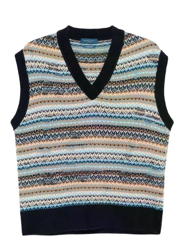 DANIELE FIESOLI Fair Isle-patterned Wool Vest - Blue