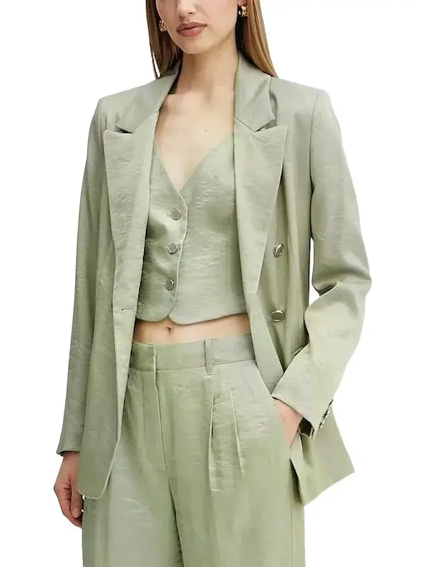 Guess Double-breasted Satin Blazer - Green