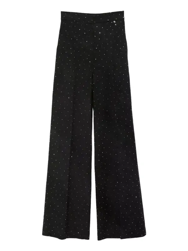 NISSA Embellished Wide-leg Trousers - Black