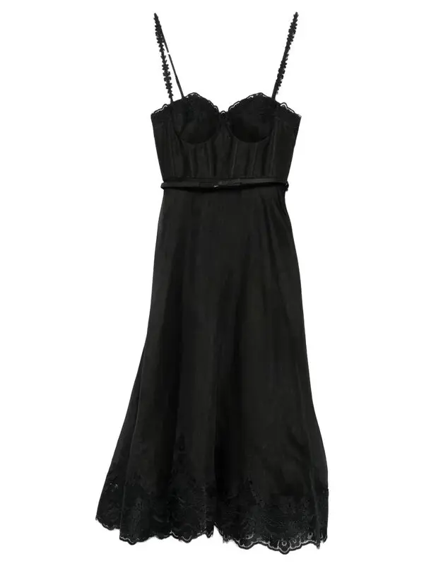 Zimmermann Lace-trimmed Corset Midi Dress - Black