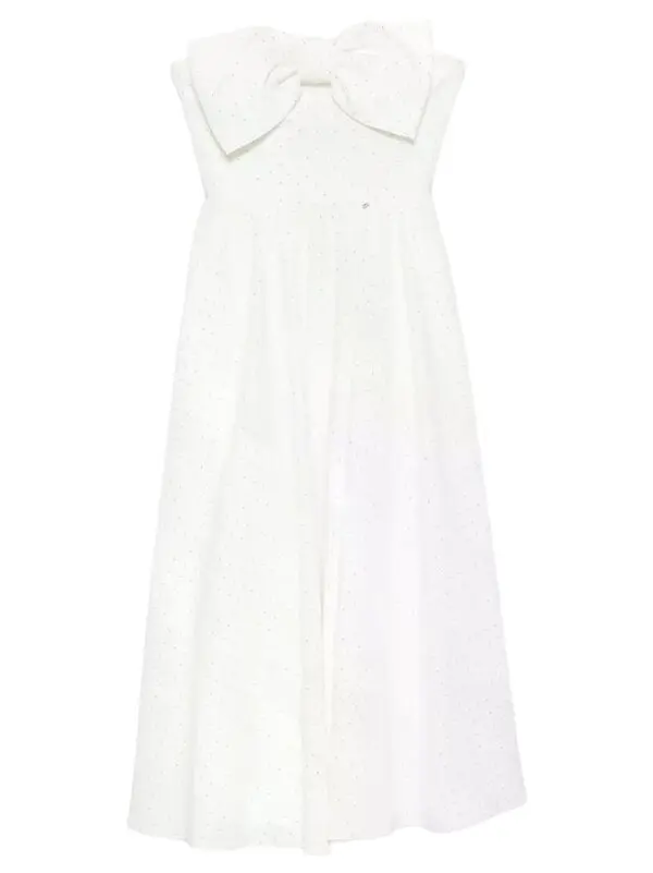 NISSA Bow-detailed Strapless Midi Dress - White