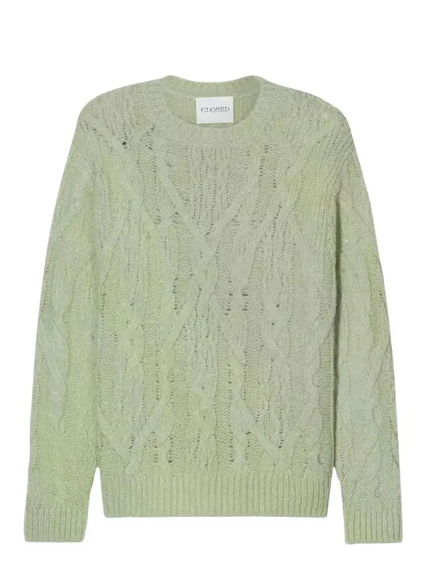 Closed Cable-knit Sweater - Green