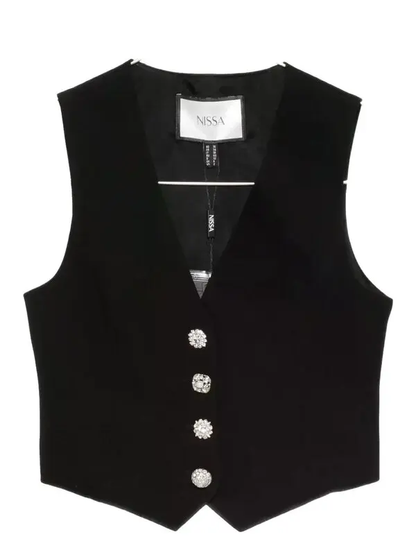 NISSA Jewel-button Gilet - Black