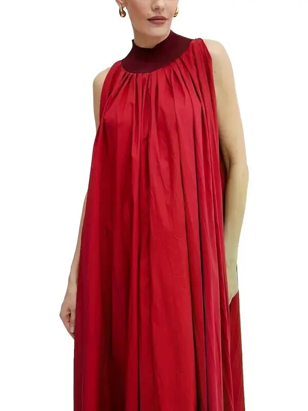Liviana Conti High-neck Pleated Maxi Dress - Red