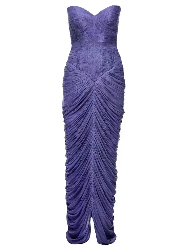 ANA RADU Strapless Draped Asymmetrical Dress - Purple