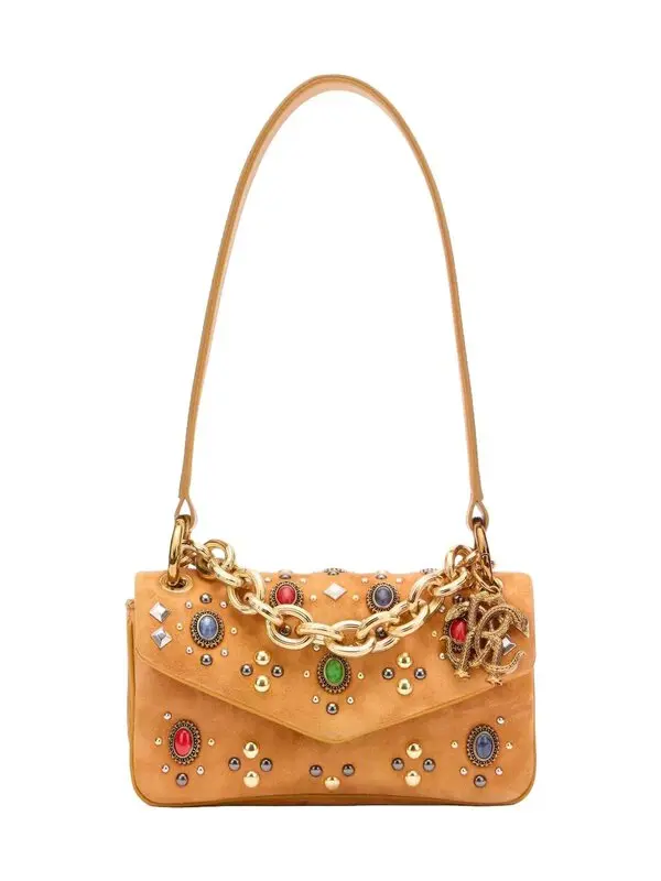 Roberto Cavalli Stone-embellished Shoulder Bag - Neutrals
