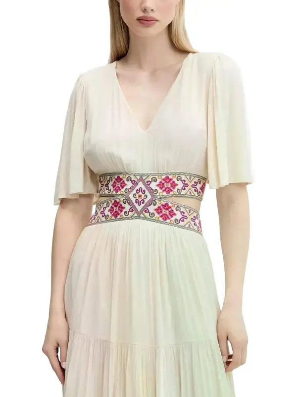 Desigual Embroidered-strap Tiered Maxi Dress - Neutrals